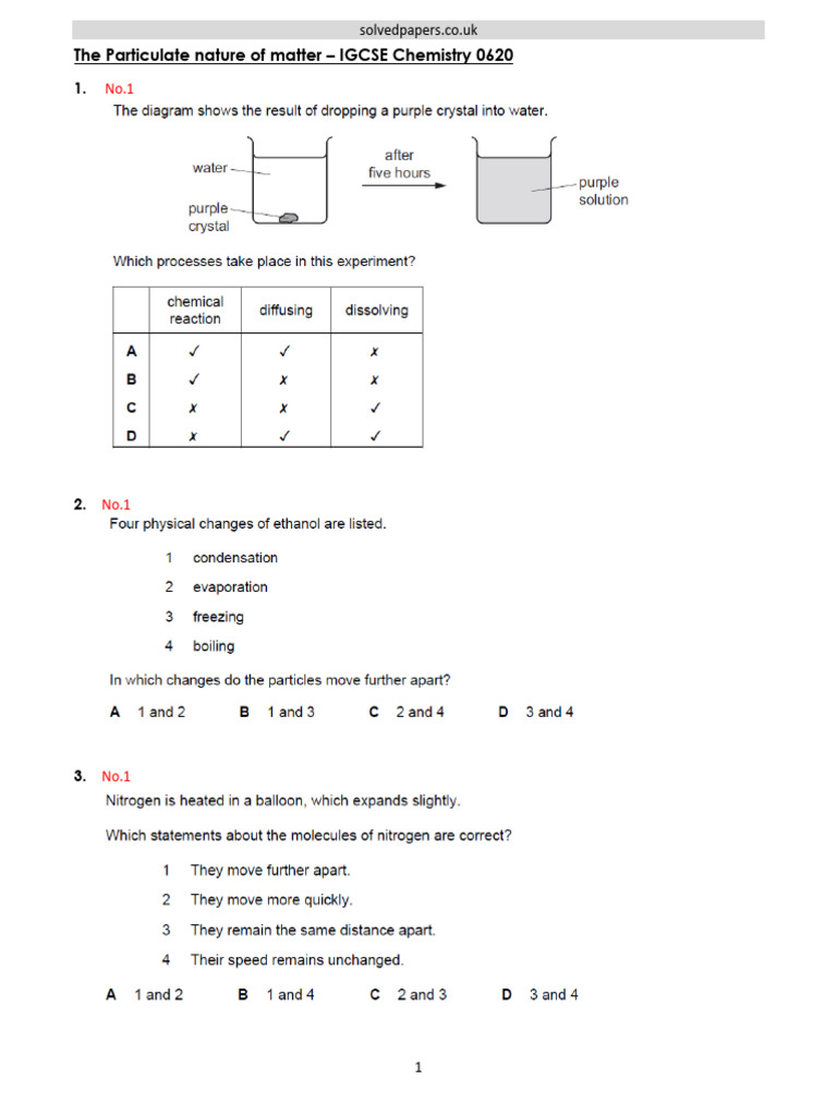 IG3C2T The Particulate Nature of Matter IGCSE Chem 0620 | PDF