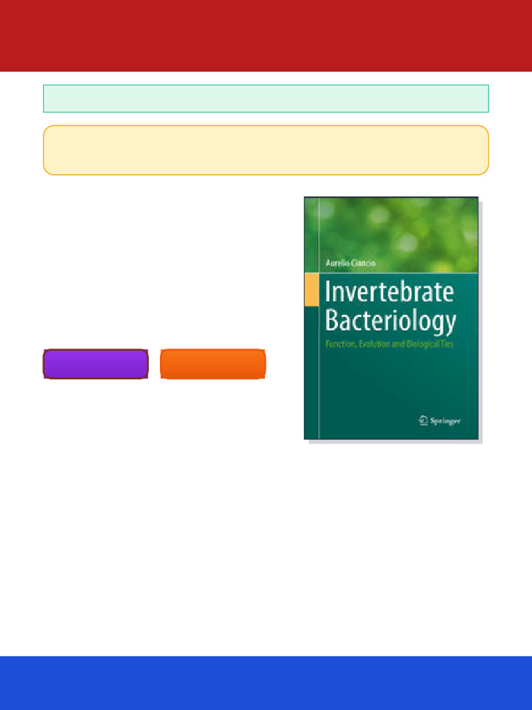 Invertebrate Bacteriology Function Evolution and Biological Ties 1st Edition Aurelio Ciancio ...