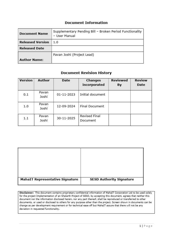 Pending Bill – Broken Period Functionality – User Manual | PDF | Computing