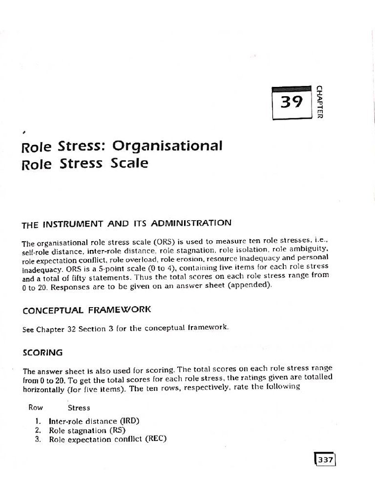 Organisational Role Stress (HRM Practical) | PDF