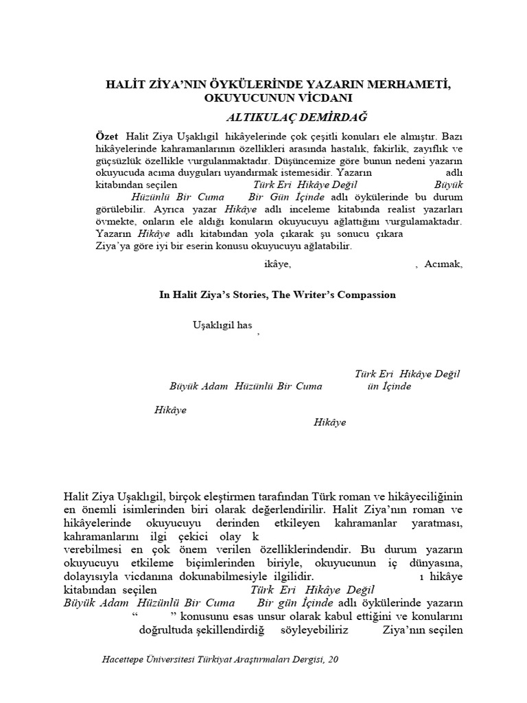 In Halit Ziya’s Stories, The Writer’s Compassion, The Conscience of The ...