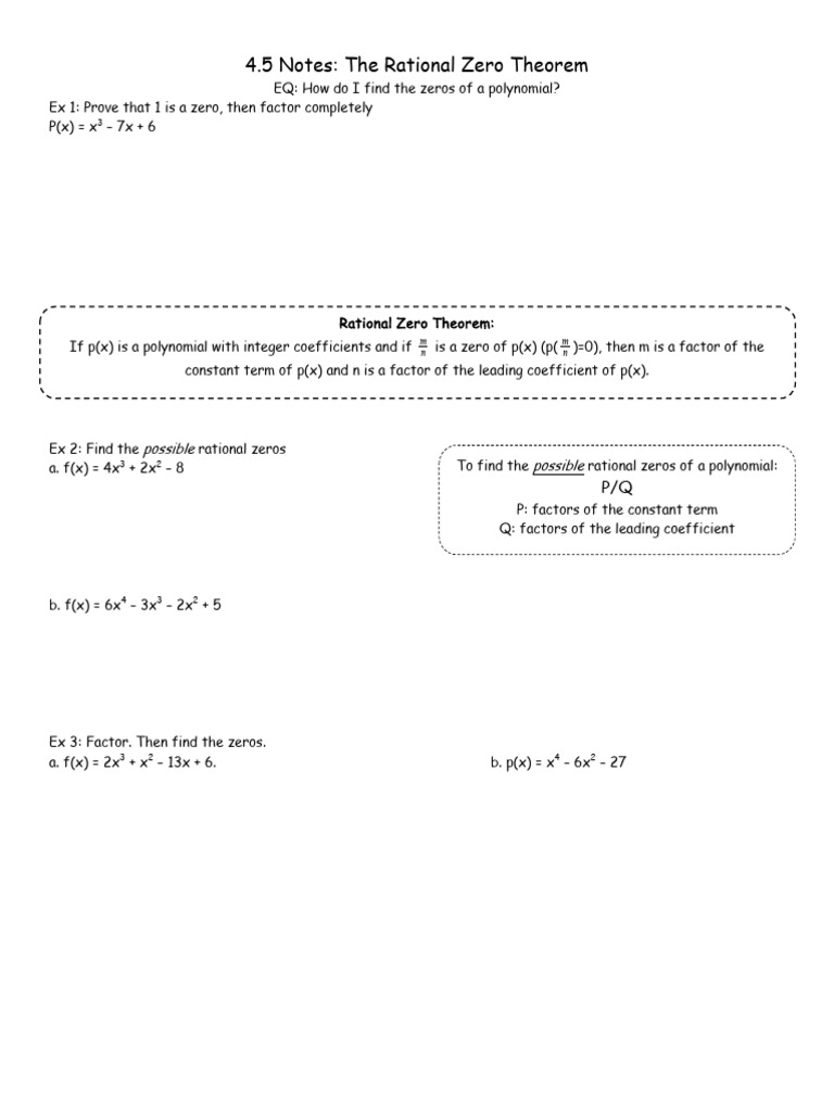 Rational Zero Theorem Explained | PDF