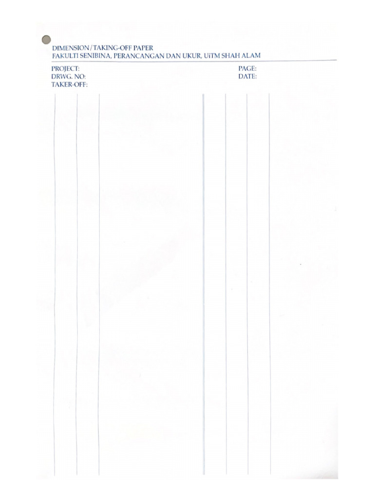 Dimension Taking-Off Paper | PDF
