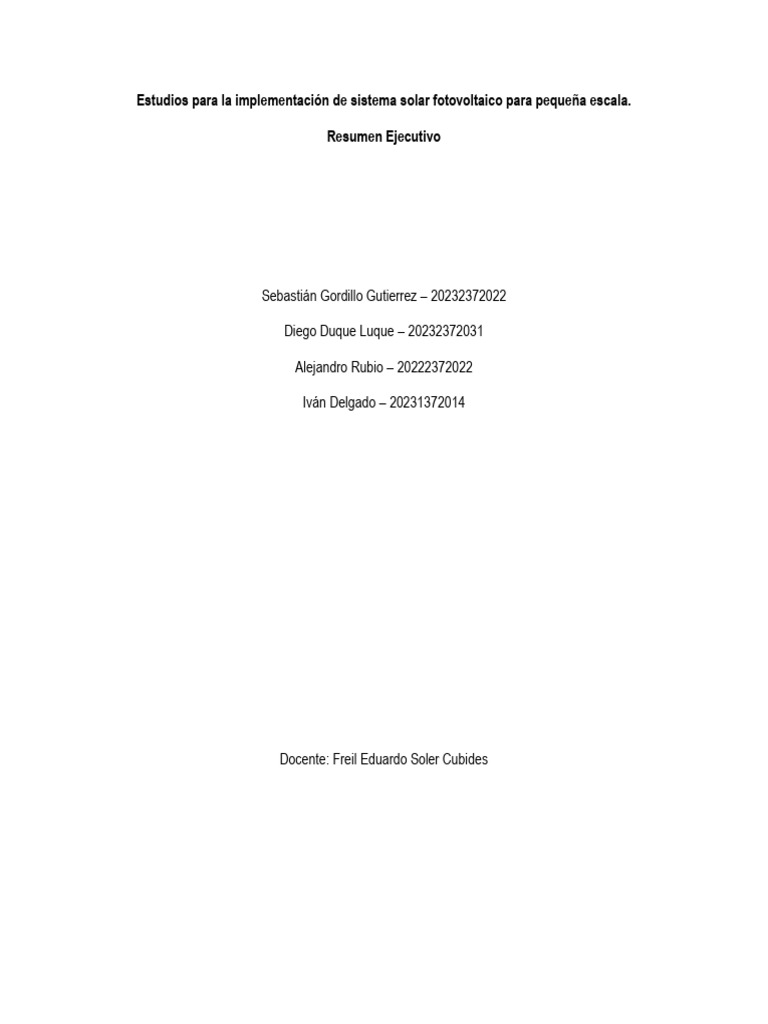 Proyecto Entrega 2 - Formulacion | PDF | Energía solar | Energía renovable