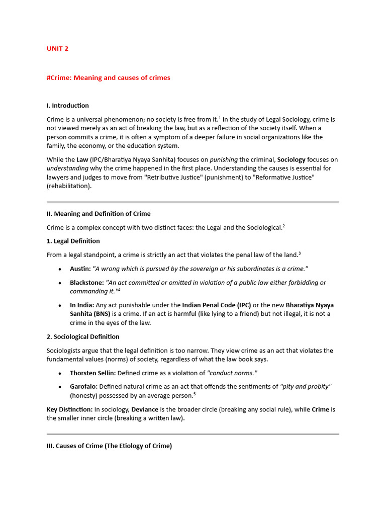 Sociology Unit 2 | PDF | Crimes | Crime & Violence
