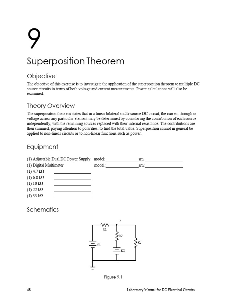Lab 09 - Superposition Theorem | PDF | Electrical Network | Voltage