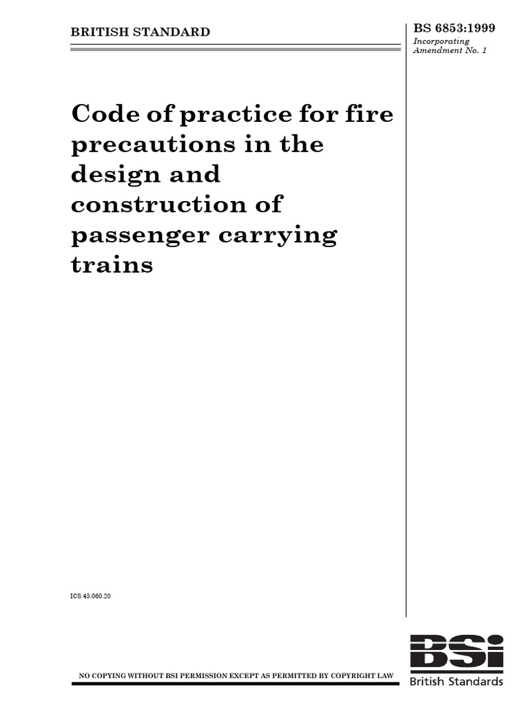 BS 6853 (Fire Rating For Train) | PDF | Regulation | International Electrotechnical Commission