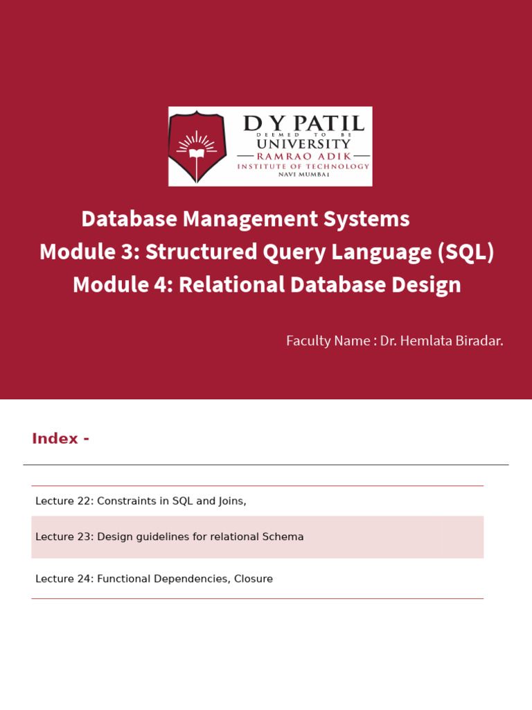 CE_SE_DBMS_Week 8 | PDF | Relational Model | Databases