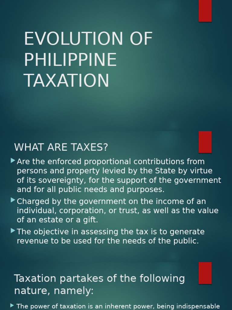 Philippine Taxation Evolution Overview | PDF | Taxes | Value Added Tax