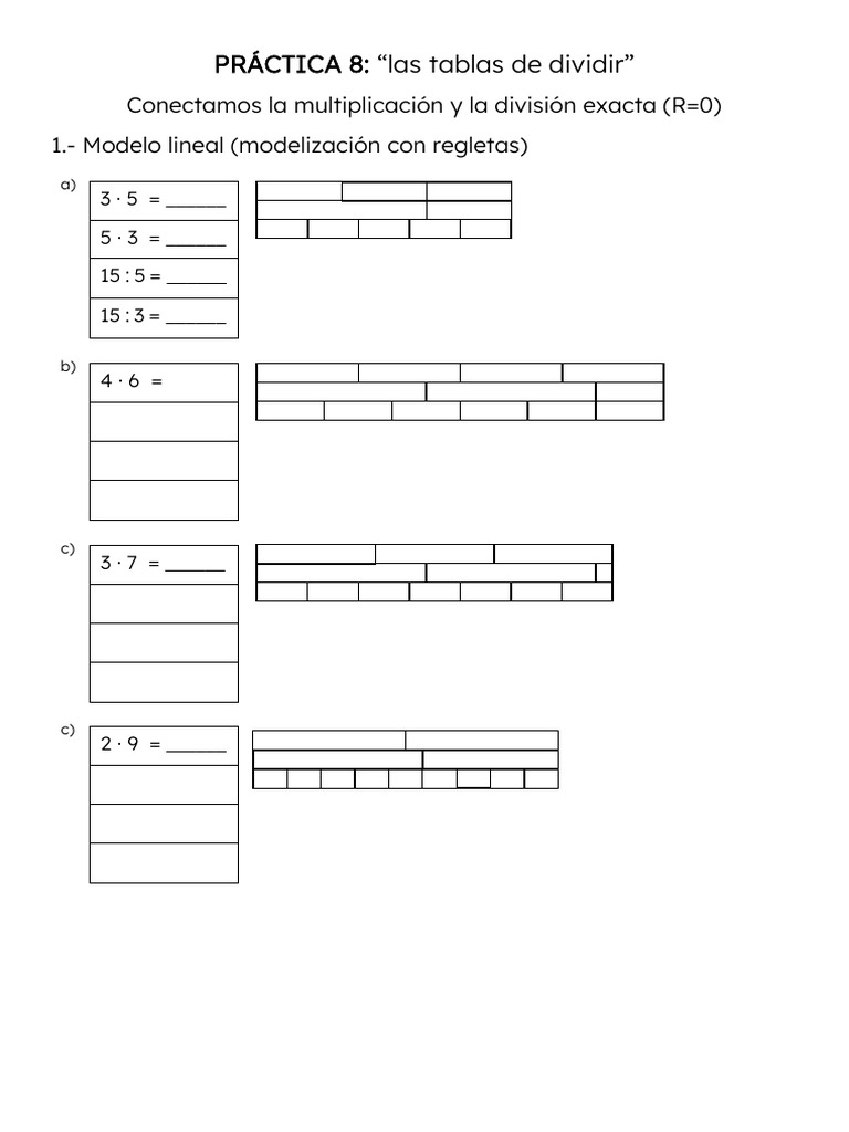 PRÁCTICA 8_TABLAS DE DIVIDIR | PDF
