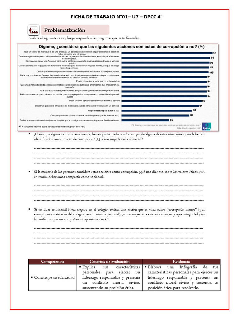 Ficha N°1 - 4° GRADO - U7 - DPCC | PDF | Immanuel Kant | Autonomía