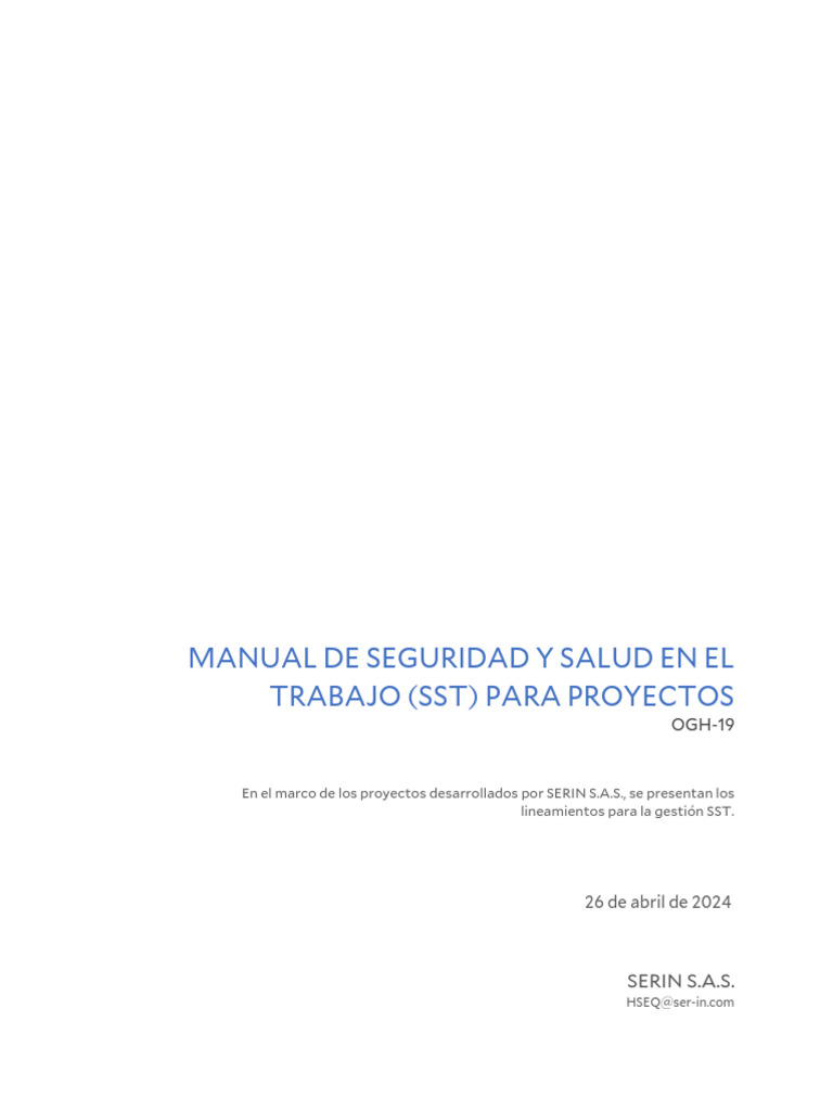 OGH-19 Manual SST Proyectos | PDF