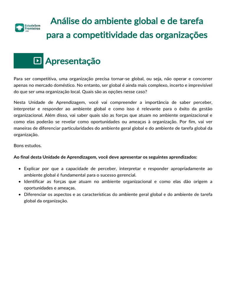 Apostila 4-O Ambiente Competitivo Das Organizações I | PDF | Despesa ...
