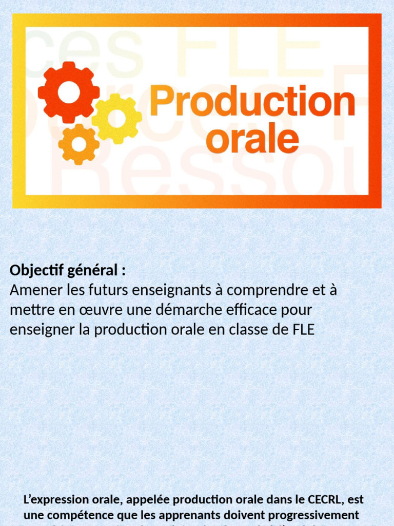 Enseigner la production orale en FLE | PDF