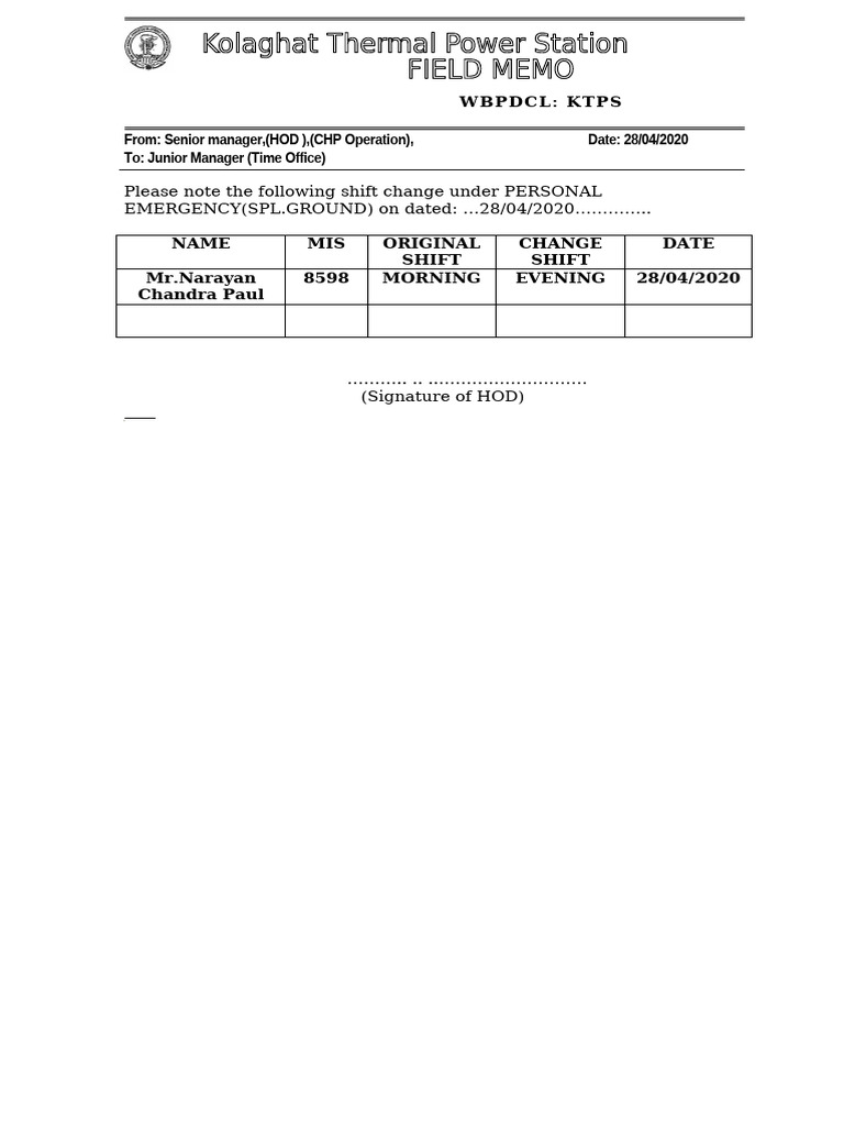 Mutual Shift Change Blank | PDF