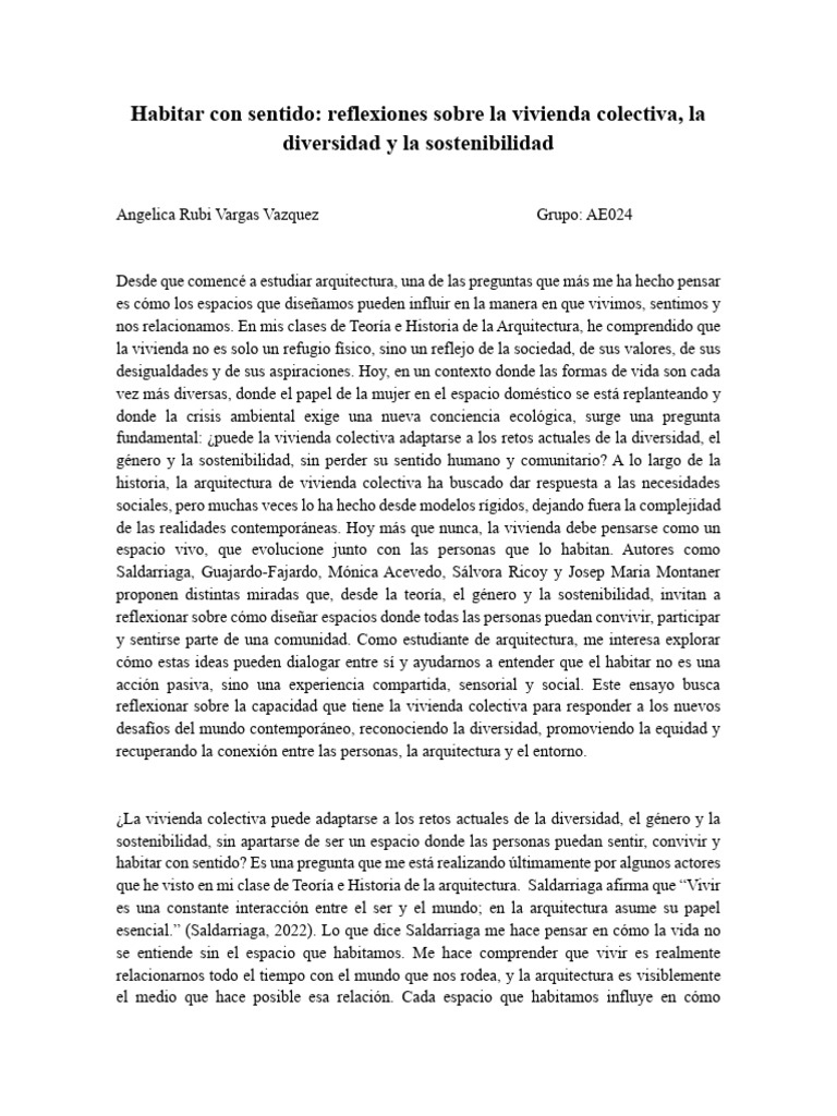 Angelica Rubi Ensayo 1 | PDF | Sustentabilidad | Barrio residencial