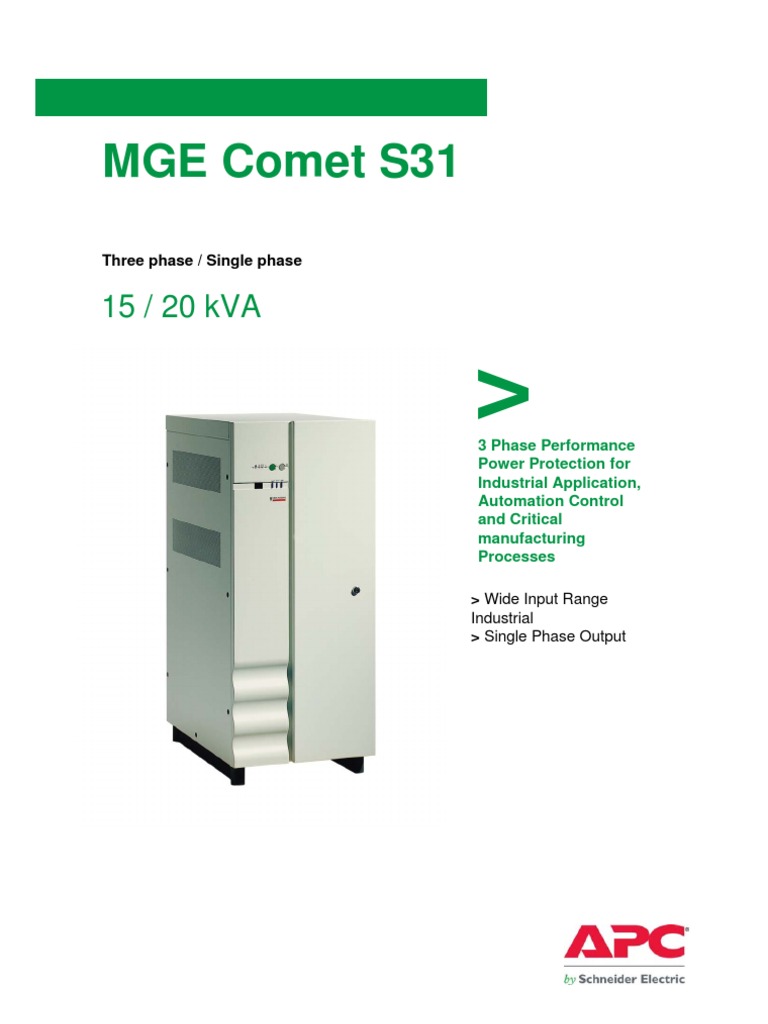 MGE Comet S31 UPS Overview | PDF | Power Supply | Battery (Electricity)