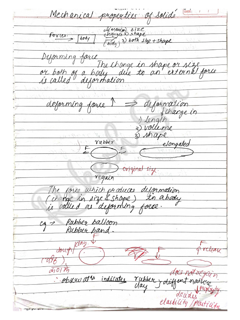 Mechanical Properties of Solids notes | PDF