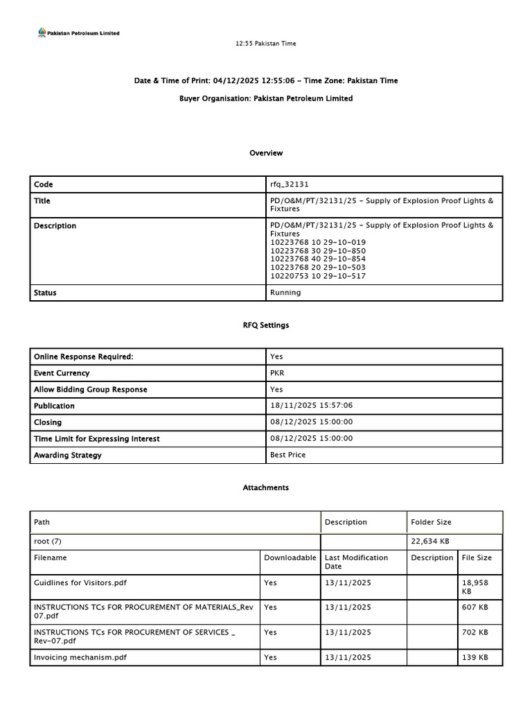 Explosion Proof Lights Supply RFQ | PDF | Letter Of Credit ...