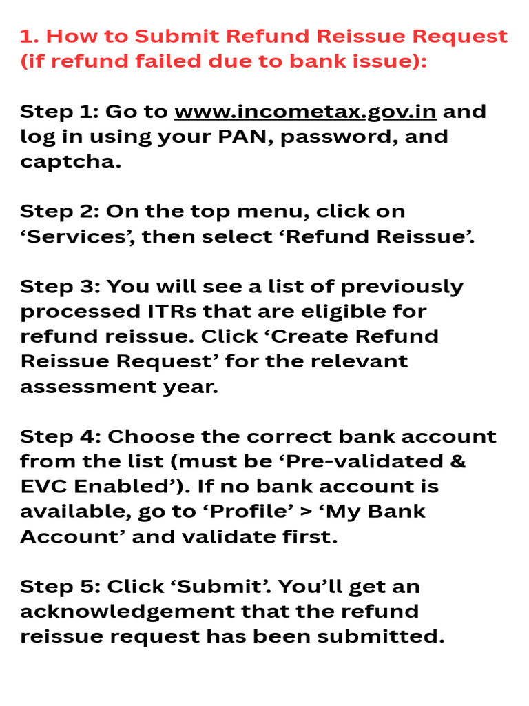How To Submit Refund Reissue Request (If Refund Failed Due To Bank ...