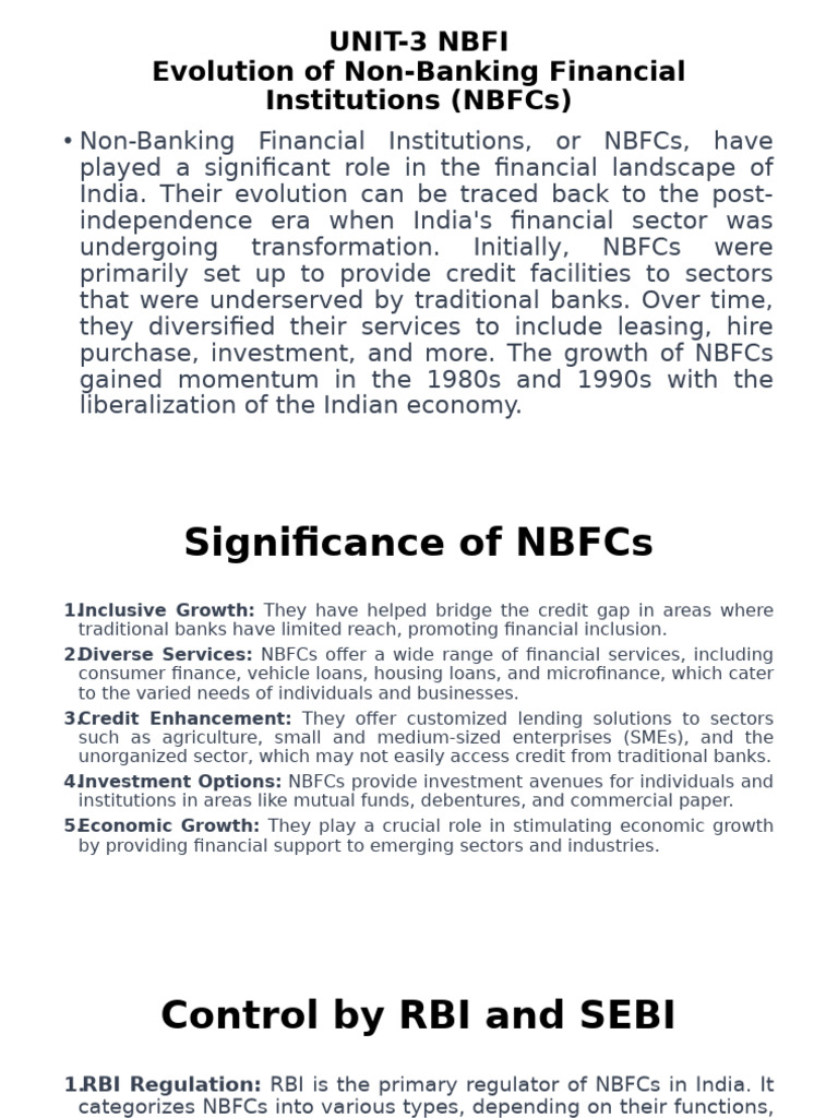 Evolution and Role of NBFCs in India | PDF | Mutual Funds | Investing