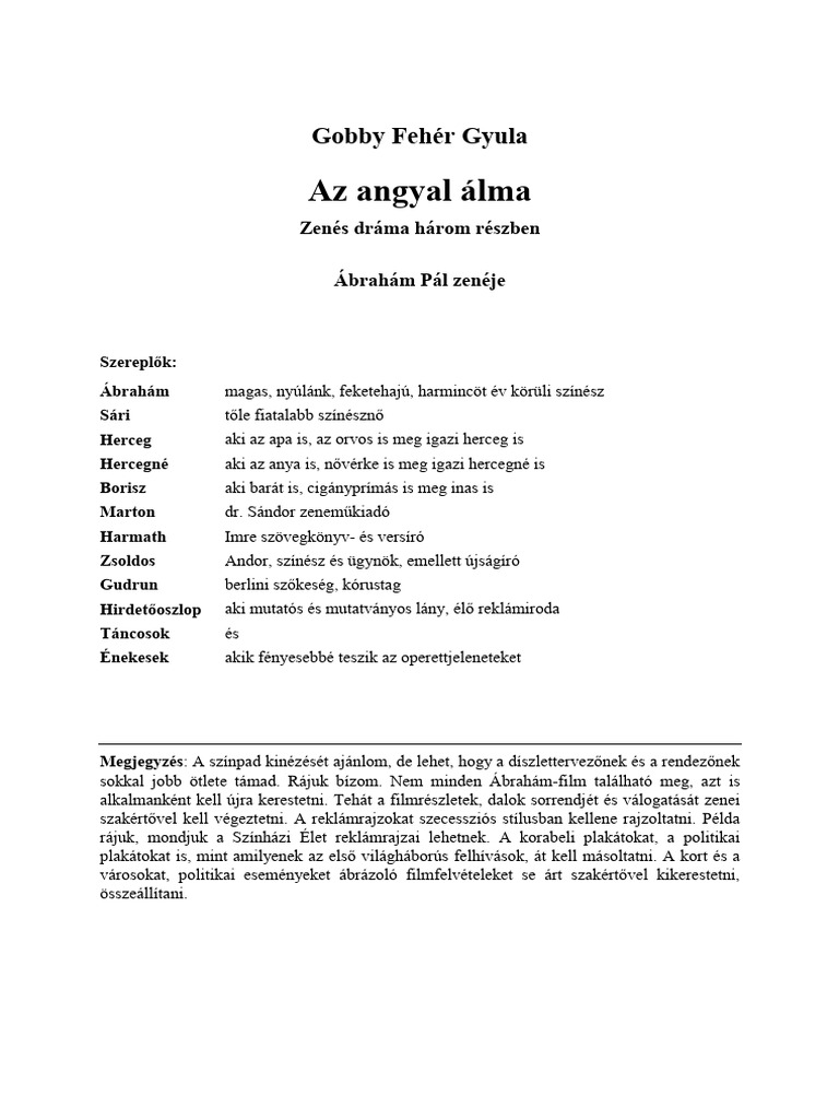 Az Angyal Álma: Gobby Fehér Gyula | PDF