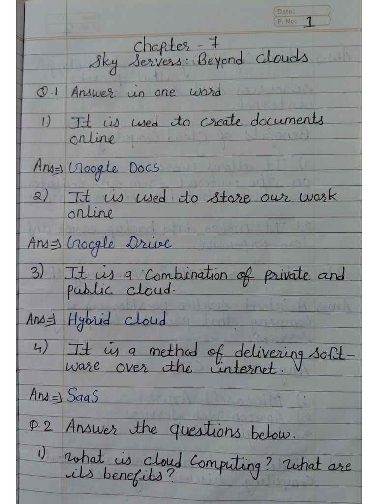 Class - 6th (Computer) Chapter-7 (Sky Servers-Beyond Clouds) | PDF