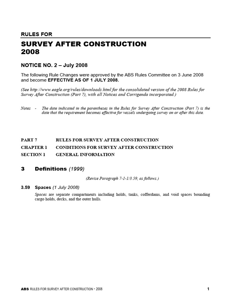ABS Survey Rules Post-Construction 2008 | PDF | Oil Tanker | Ships