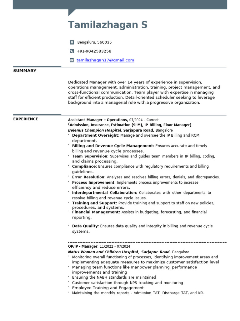 Tamilazhagan Samraj - Resume | PDF | Business
