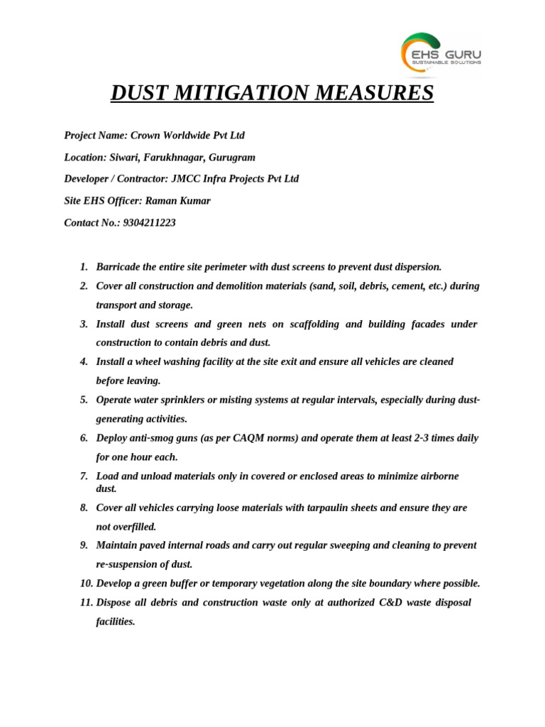 Dust Mitigation Norms Banner | PDF