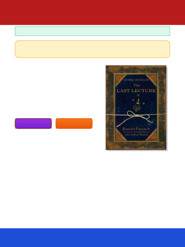 The Last Lecture 1st Edition Randy Pausch Ebook Digital Premium File ...