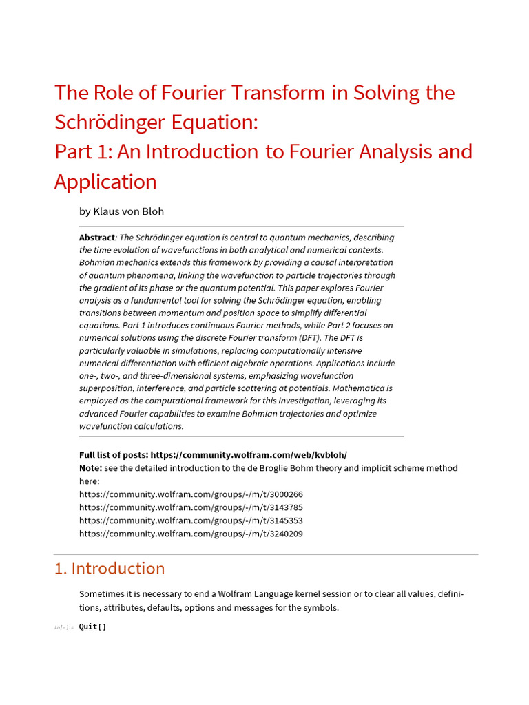 Fourier Transform in Schrödinger Equation | PDF | Wave Function ...