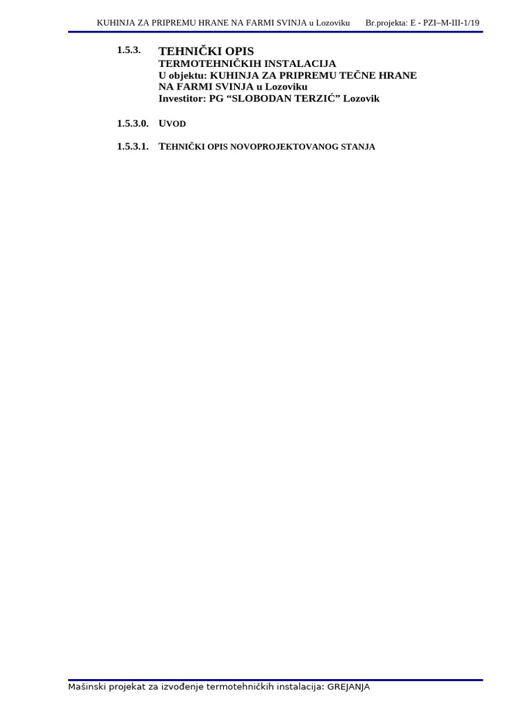 1.5.3 Tehnički Opis-Kuh.t.h.na Farmi | PDF