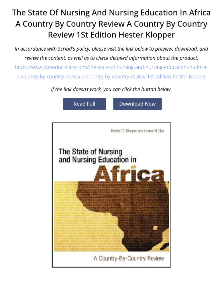 The State of Nursing and Nursing Education in Africa A Country by ...