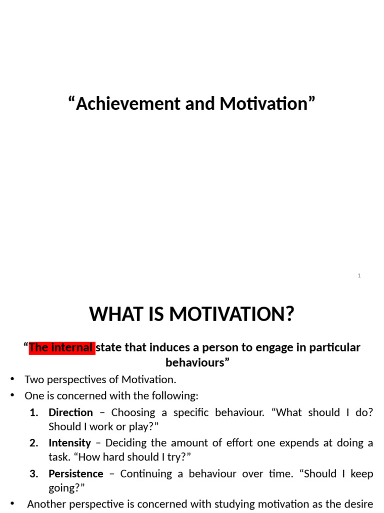 Week 8 - Achievement and Motivation-1 | PDF | Motivational | Motivation