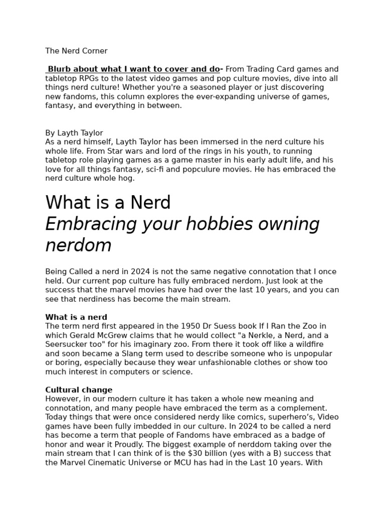 The Nerd Corner (What is a Nerd) | PDF