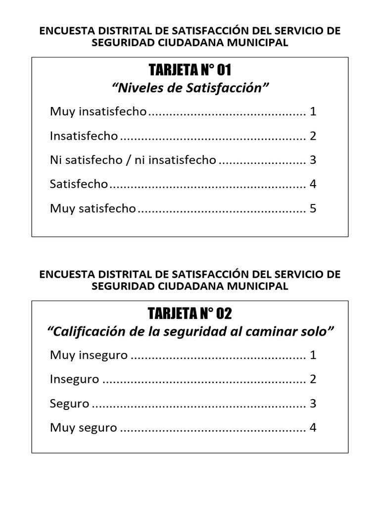 Tarjetas de Respuesta - Seguridad Ciudadana | PDF