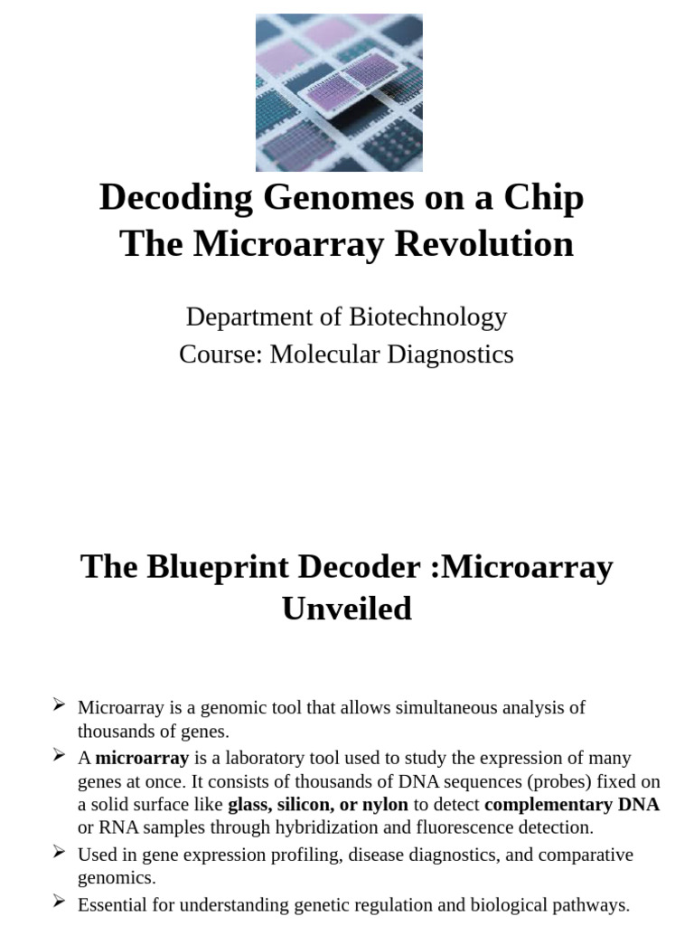 Decoding Genomes On A Chip Microarray Revolution | PDF | Dna Microarray | Dna Sequencing