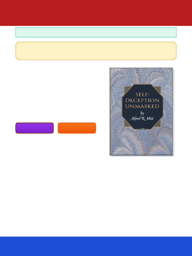 Self Deception Unmasked First Edition Thus Alfred R. Mele Ebook Revised ...