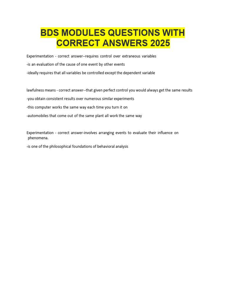 BDS Modules: 2025 Questions & Answers | PDF
