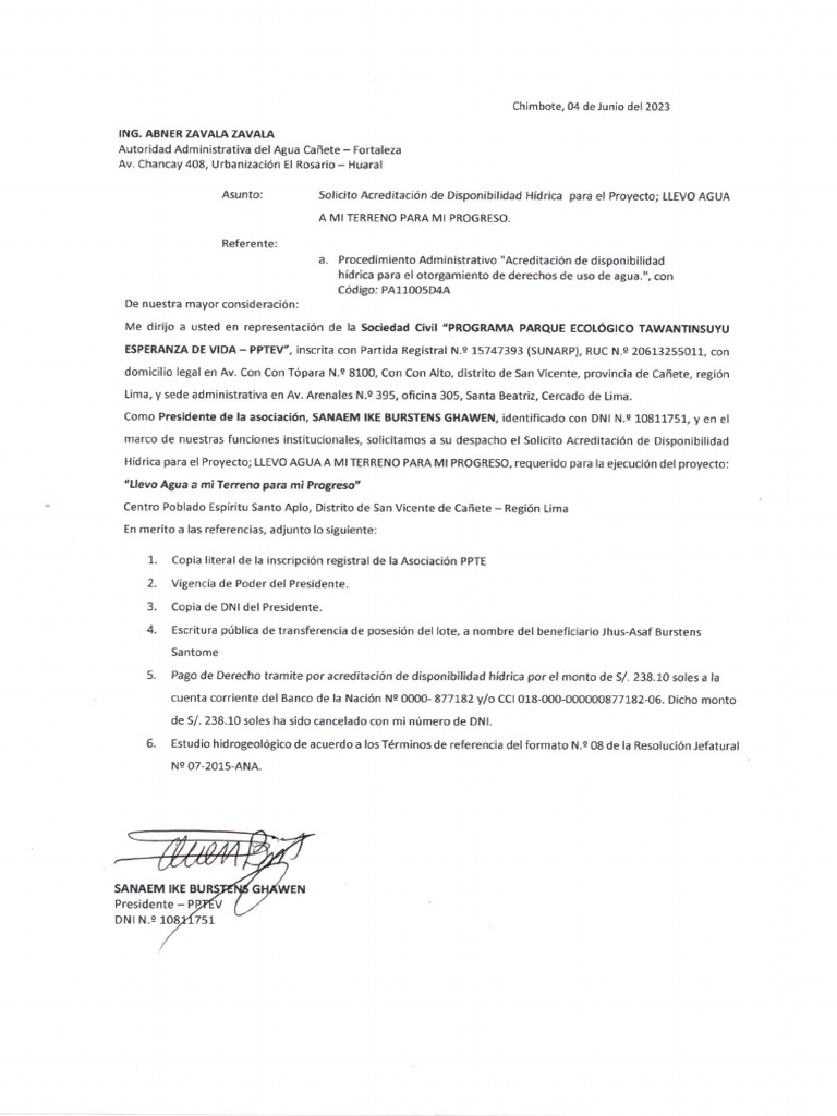 Solicitud Agua A Mi Chacra | PDF