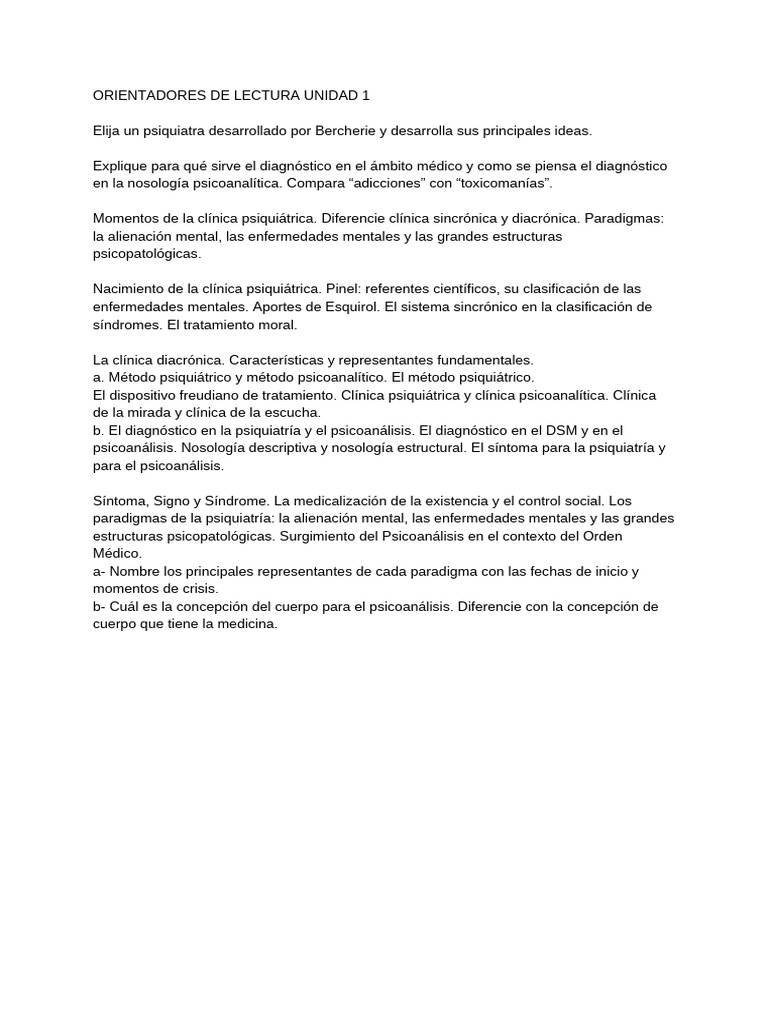 Orientadores de Lectura Unidad 1 | PDF