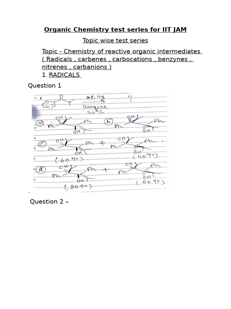 Organic Chemistry Test Series for IIT JAM | PDF
