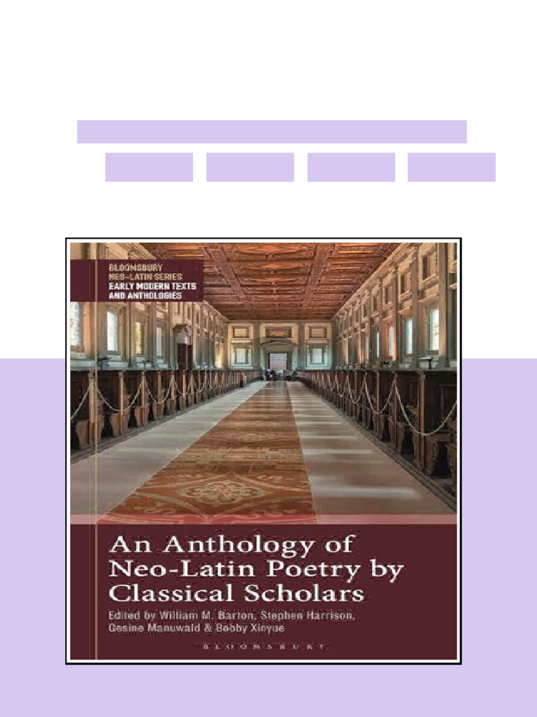 An Anthology of Neo Latin Poetry by Classical Scholars Stephen Harrison ...