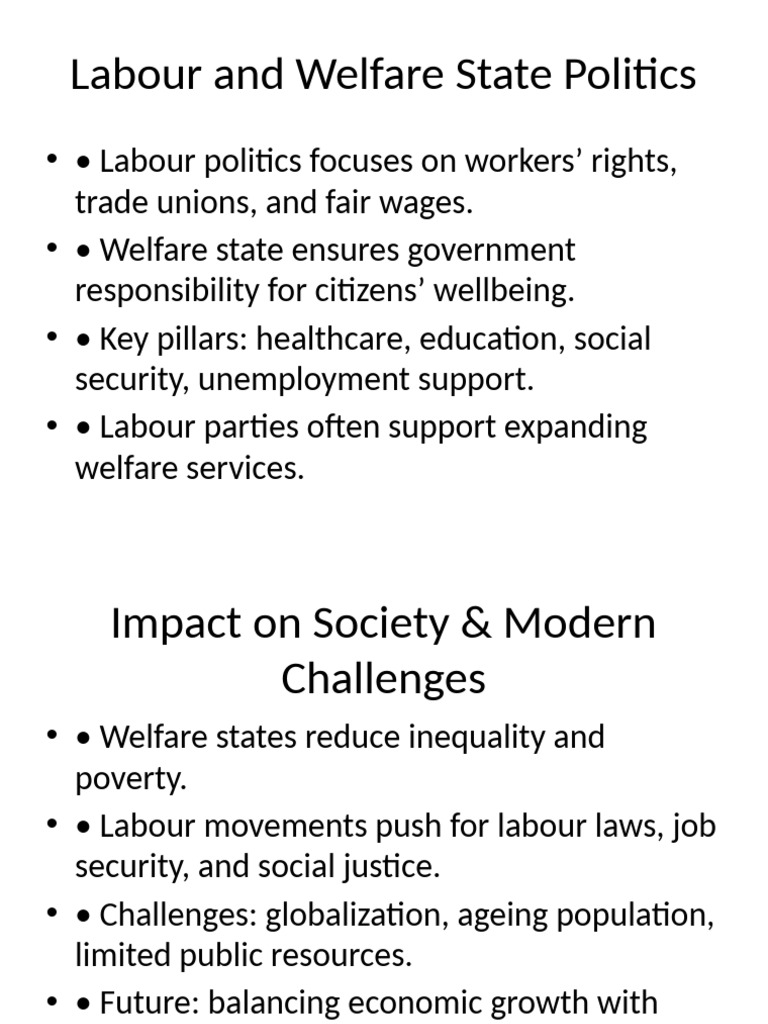 Labour and Welfare State Politics | PDF