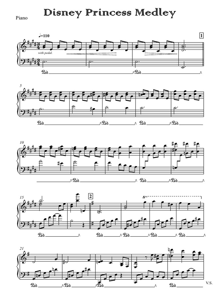 Disney Princess Medley - Piano | PDF | Échecs