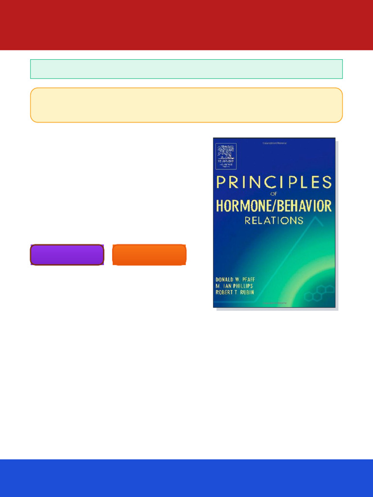 Principles of Hormone Behavior Relations 1st Edition Donald W. Pfaff ...