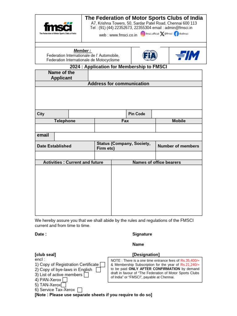 2024.fmsci - Membership.form Updated | PDF