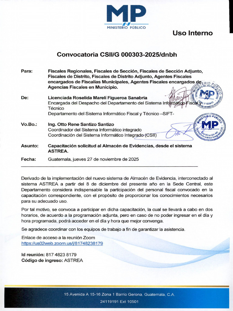 Convocatoria Csii-000303-2025 Capacitacion Almacen de Evidencia | PDF