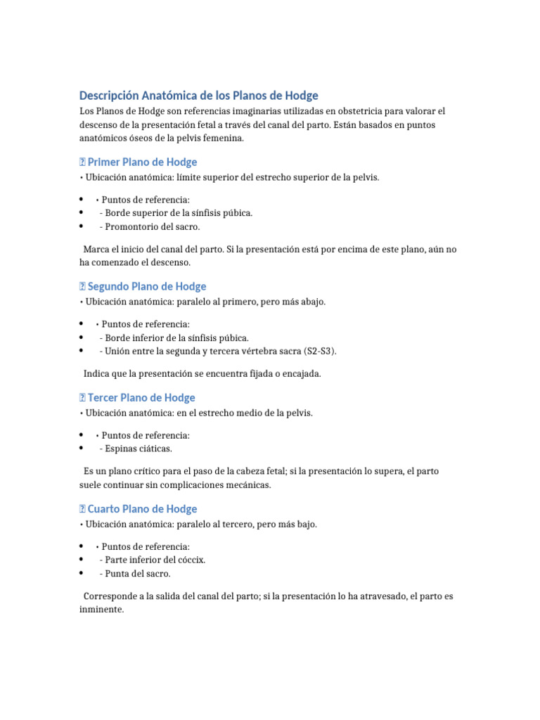 Planos de Hodge Descripcion Anatomica | PDF